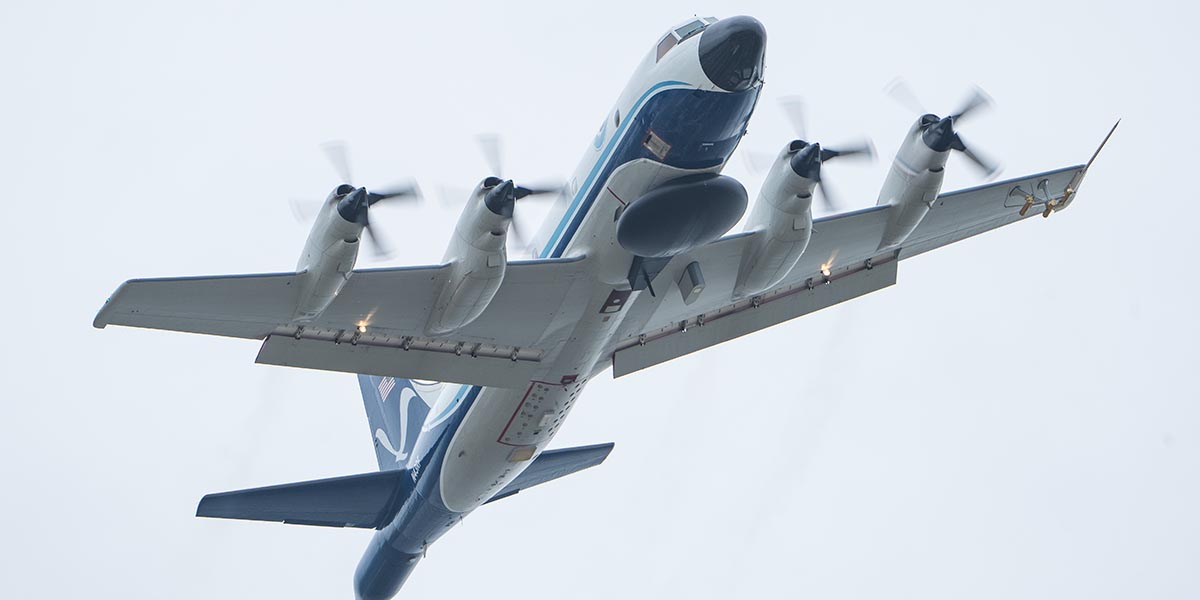 The eventful flight of a WP-3D Orion hurricane hunter plane as it ...